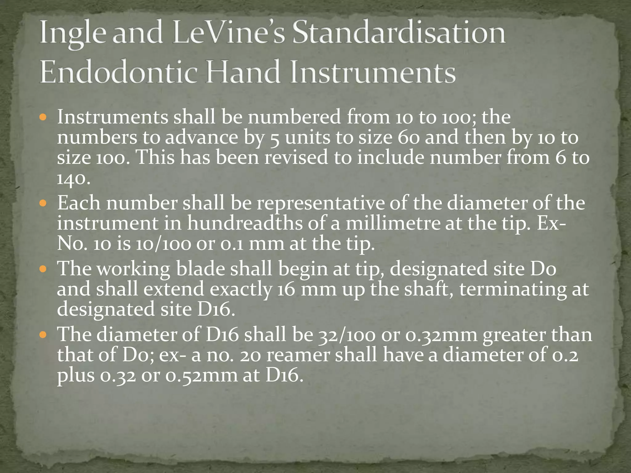 Standardisation of endodontic instruments | PPTX
