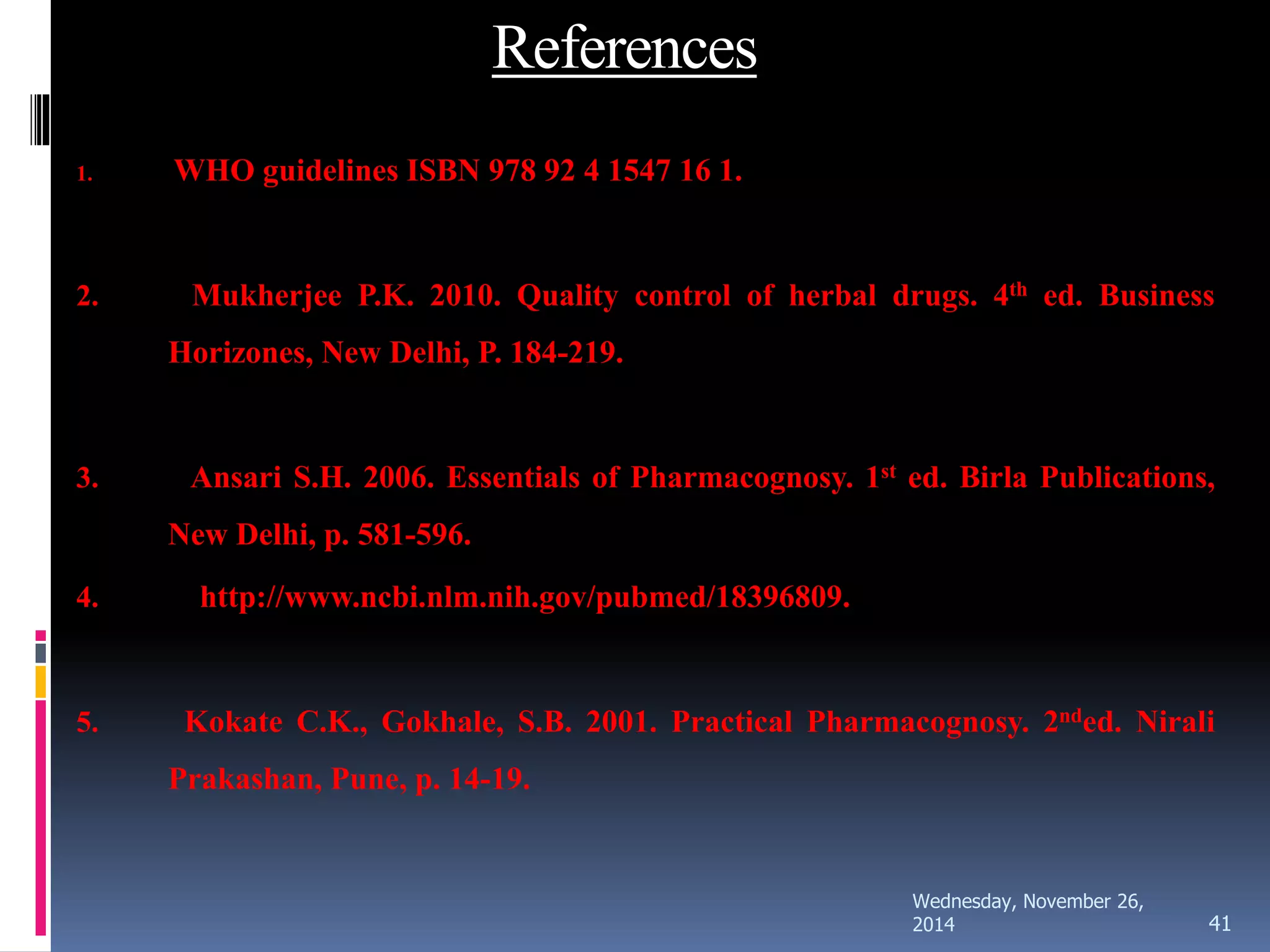 Standardisation of herbal drug | PPT
