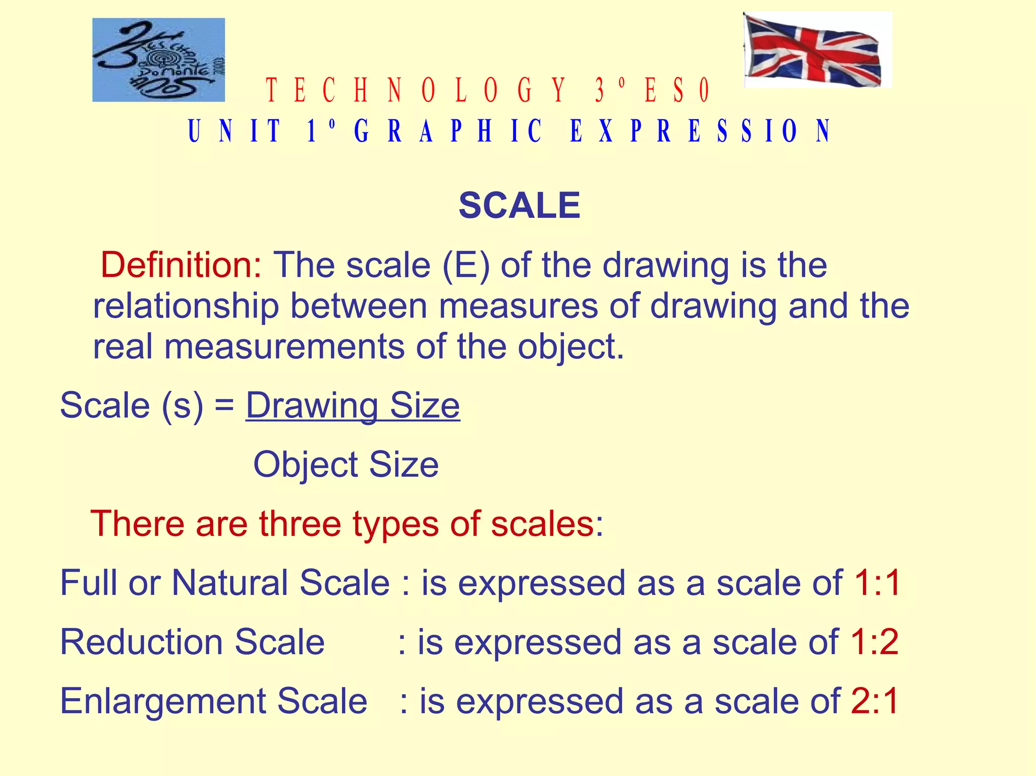 Standardisation, the sizes of paper, types of lines and symbols ...