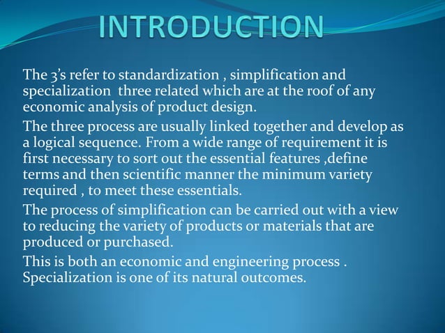 Standardization | PPTX | Manufacturing Industry | Industries