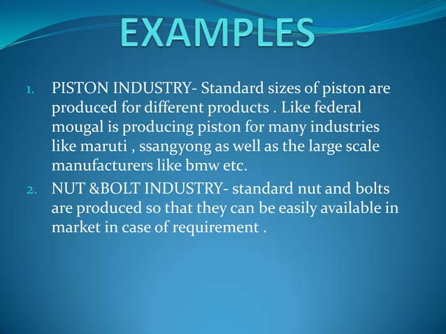 Standardization | PPTX | Manufacturing Industry | Industries