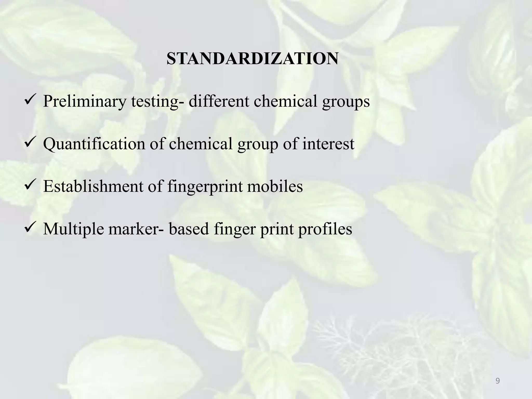 Standardization Herbal drug and Compound formulations/ | PPTX