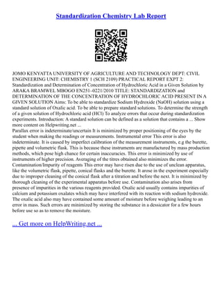 Chemistry Lab Report Example