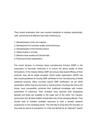 Standardization of ayurvedic products including | DOC