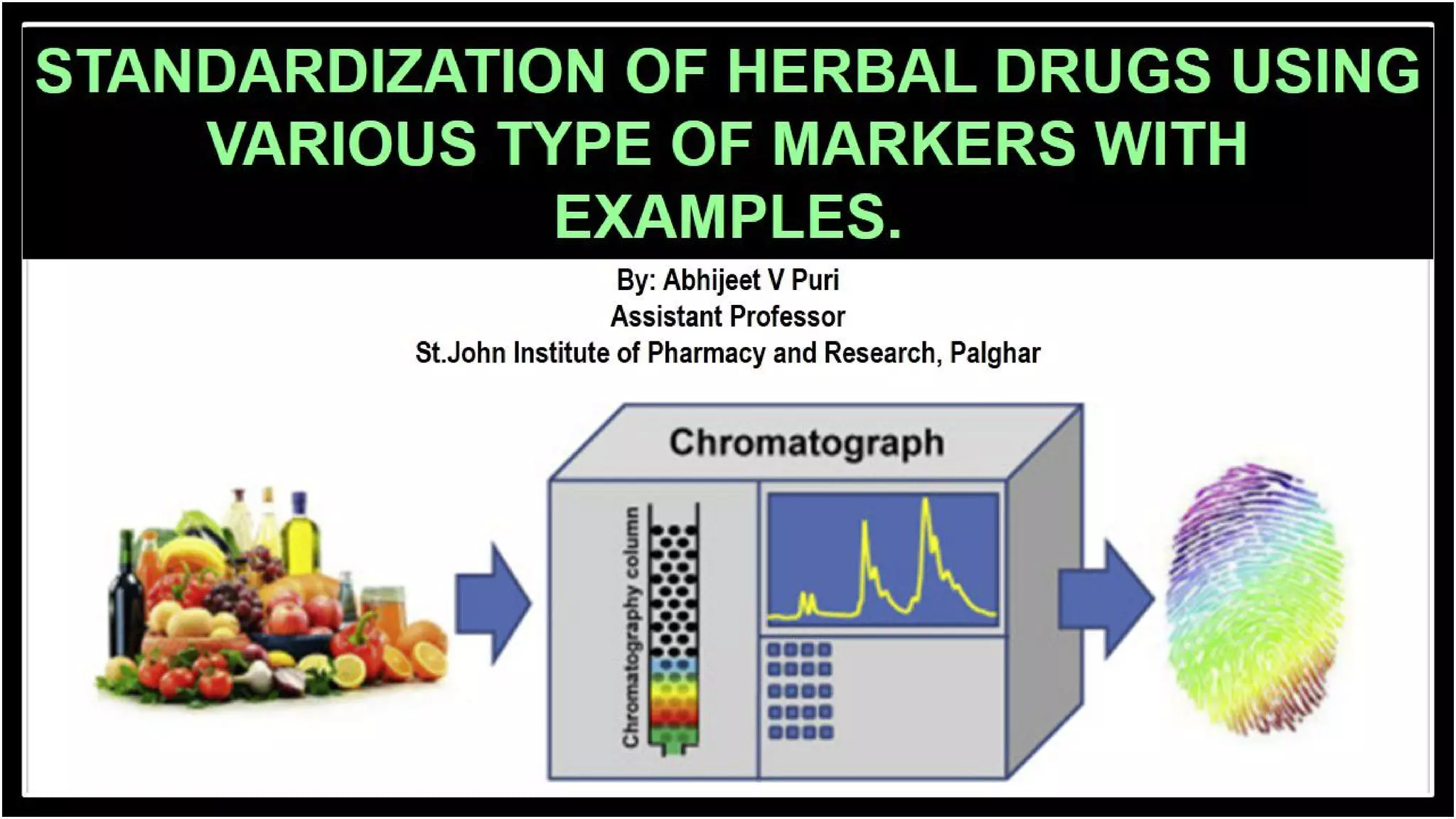 Standardization of herbal drugs using various type of markers with ...