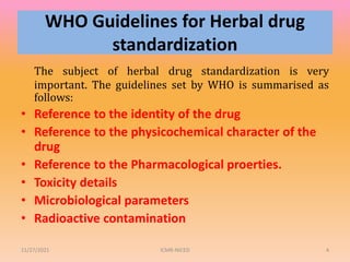 Quality Control methodologies for standardization of herbal medicines: an assessment | PPTX