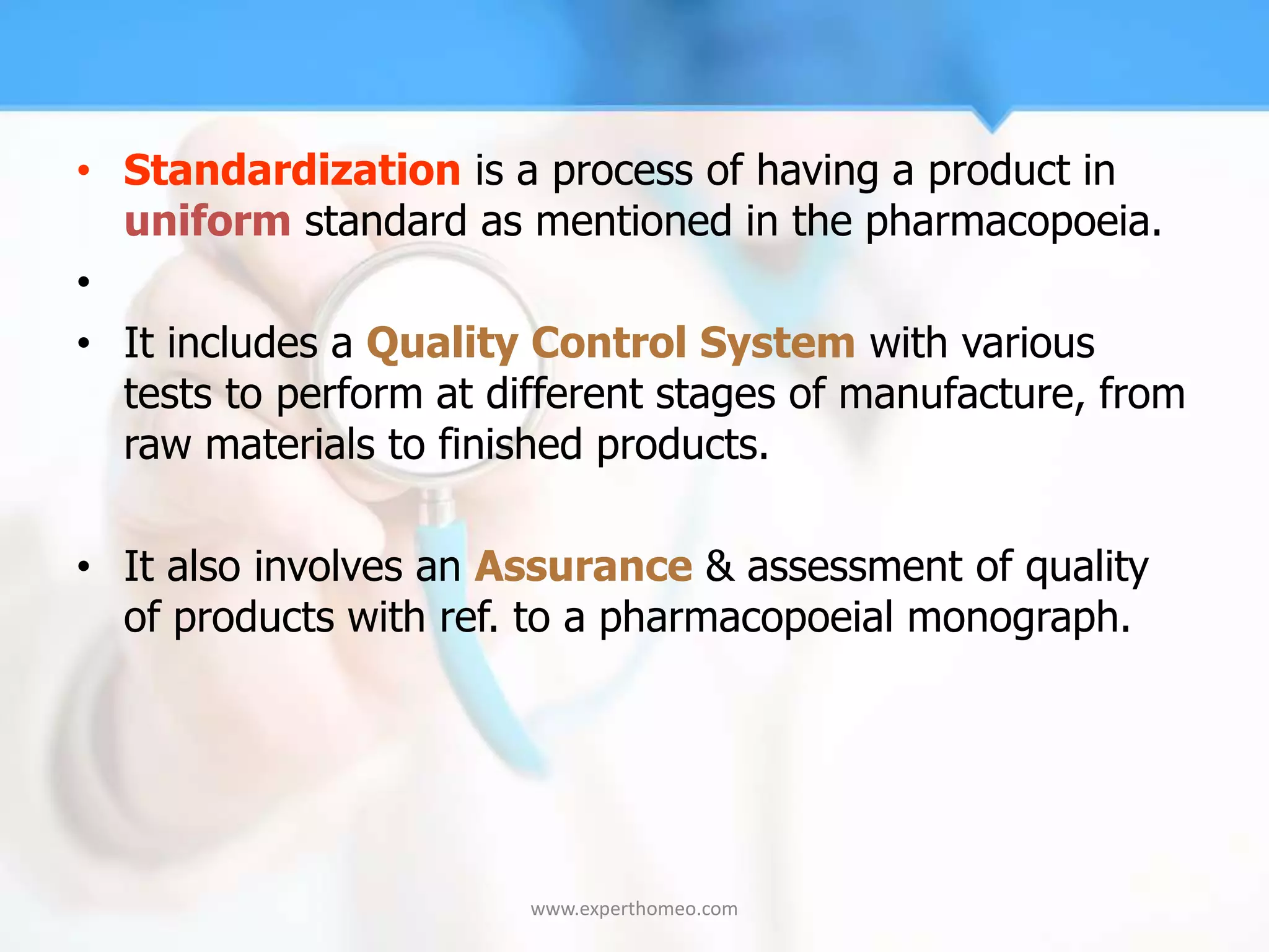 Standardization Of Homeopathic Preprations | PPTX