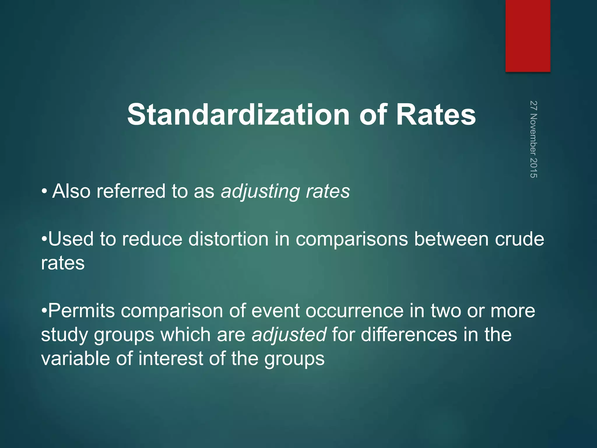 Standardization of rates by Dr. Basil Tumaini | PPTX