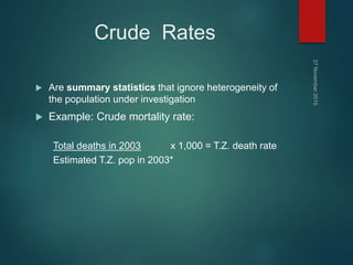 Standardization of rates by Dr. Basil Tumaini | PPTX