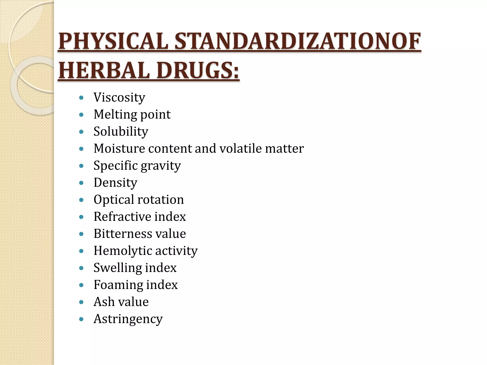Standardization of herbal drugs | PPTX