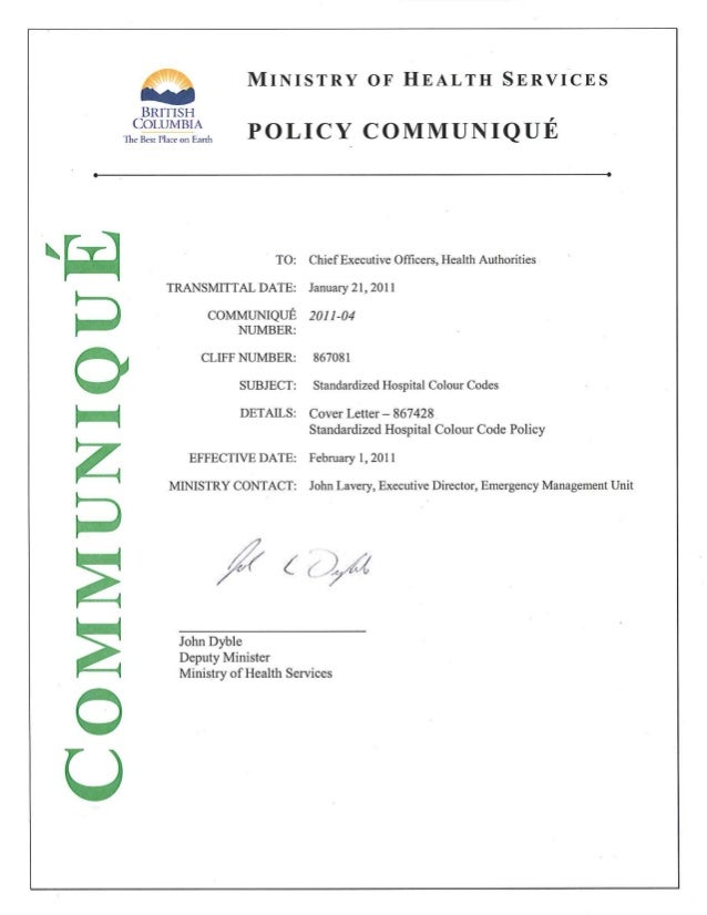 Standardized hospital-colour-codes