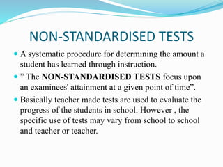 Standardized and non standardized tests (1) | PPTX