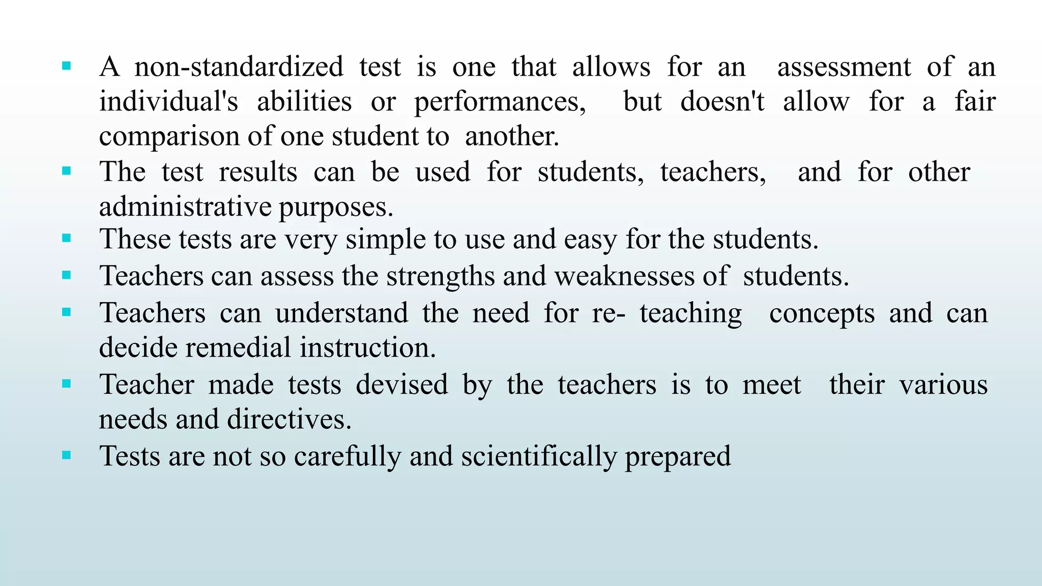Standardized and non standardized tests | PPTX