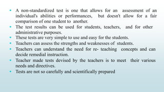 Standardized and non standardized tests | PPTX
