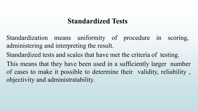 Standardized and non standardized tests | PPTX