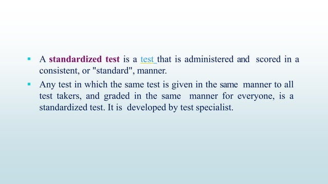 Standardized and non standardized tests | PPTX