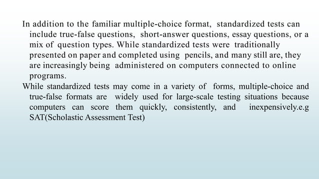 Standardized and non standardized tests | PPTX