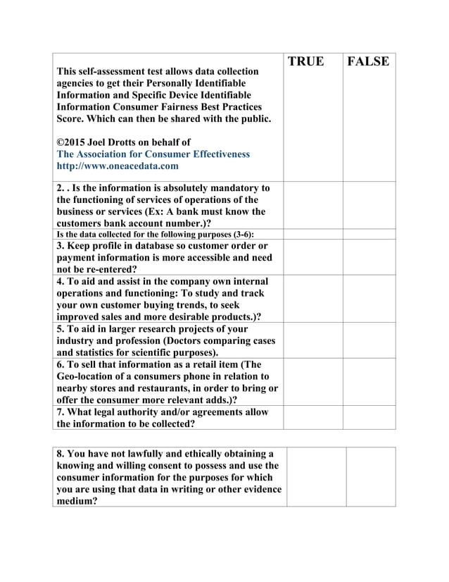Standardized ethical data collection assesment test | PDF