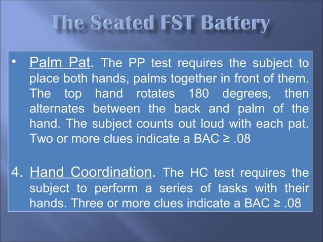Standardized field sobriety tests | PPT