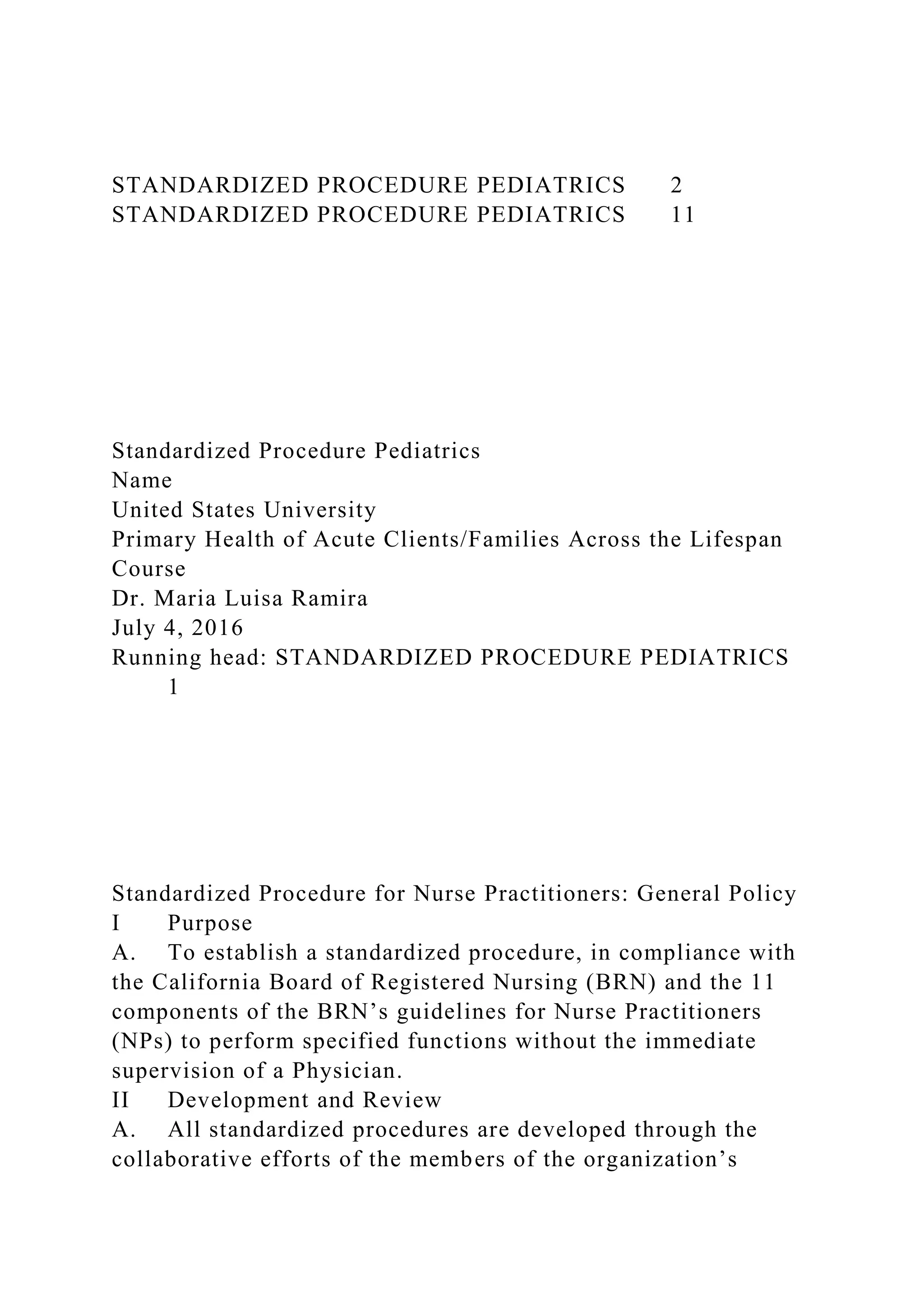STANDARDIZED PROCEDURE PEDIATRICS2STANDARDIZED PROCEDURE PEDIAT.docx