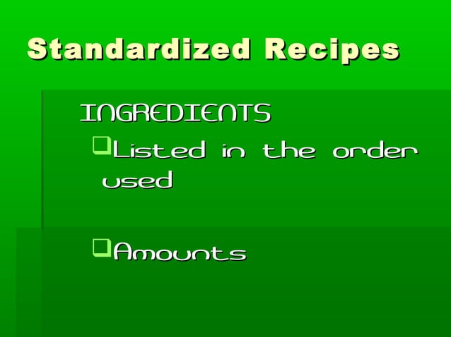 Standardized recipes | PPT