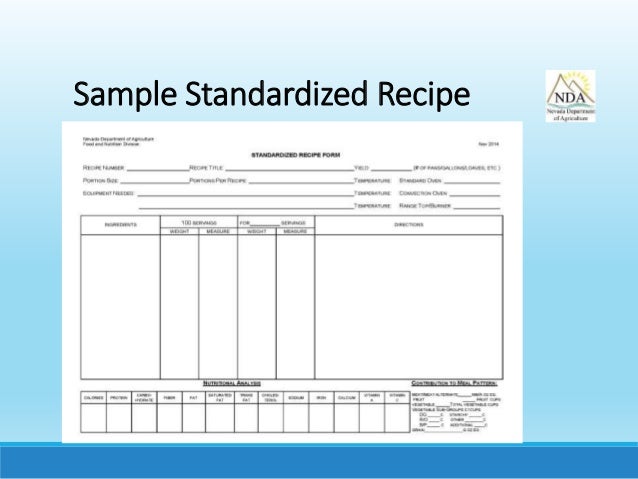 Standardized Recipe Definition Standardized Recipe Definition