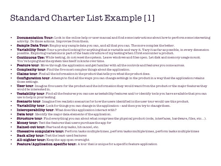 Standardized risks & charters in exploratory testing