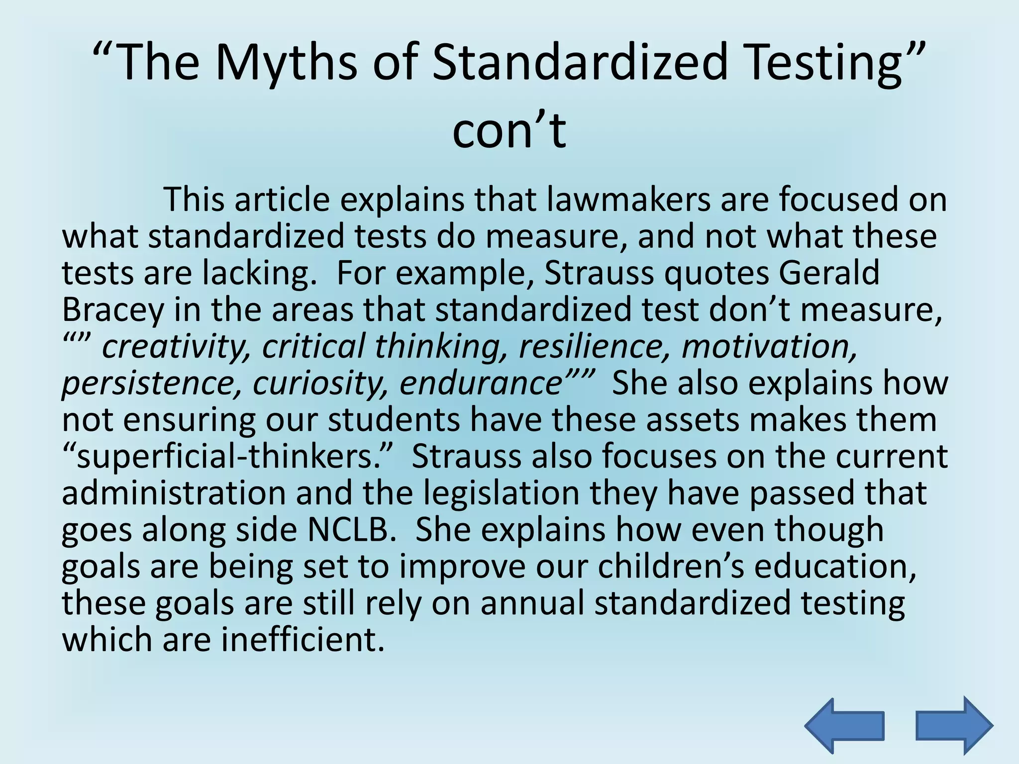 Standardized testing and education | PPTX
