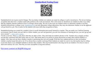 Standardized Testing Essay | PDF