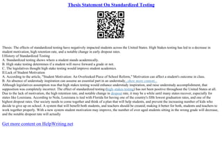 Standardized Testing Essay | PDF