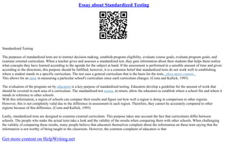 Standardized Testing Essay | PDF