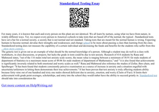 Standardized Testing Essay | PDF
