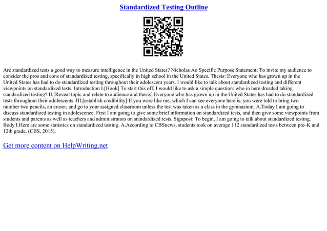Standardized Testing Essay | PPT