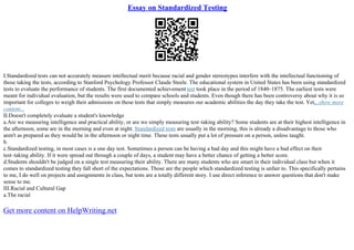 Standardized Testing Essay | PDF