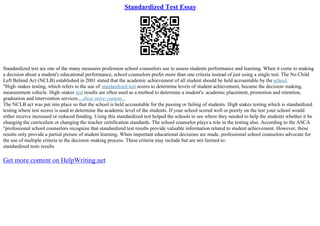 Standardized Testing Essay | PDF