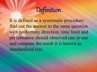 STANDARDIZED TEST and its important in Nursing | PPT