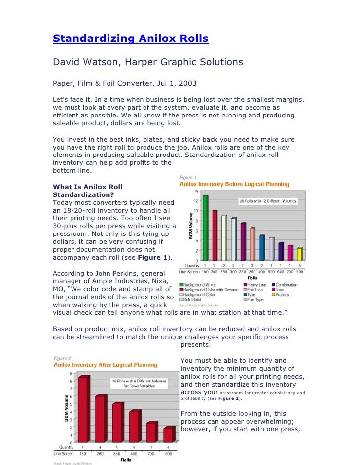 Standardizing Anilox Rolls