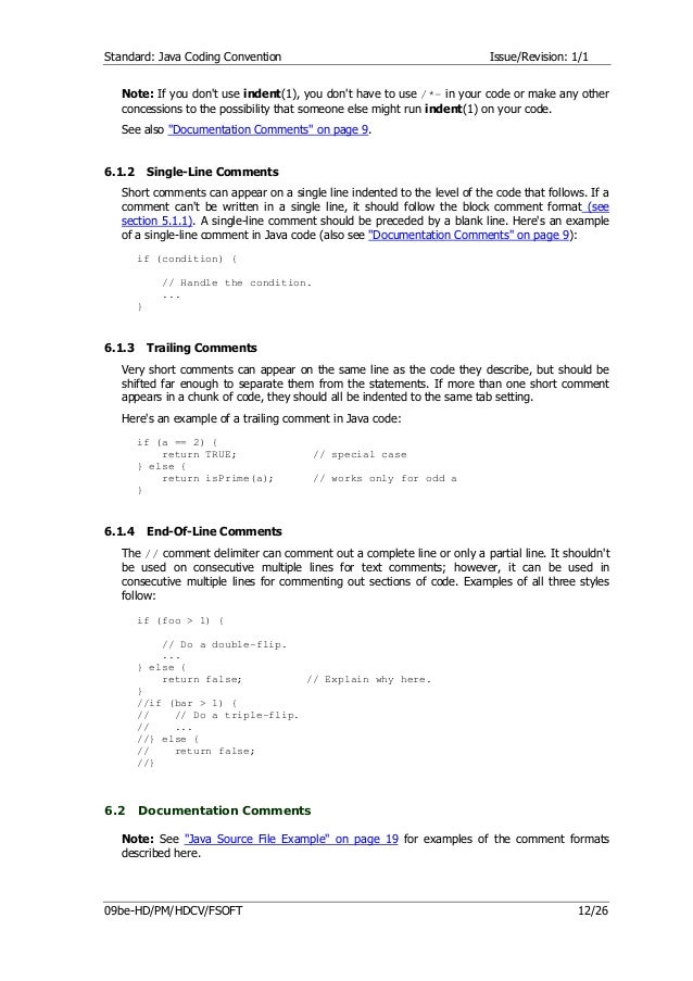 Standard java coding convention Standard java coding convention