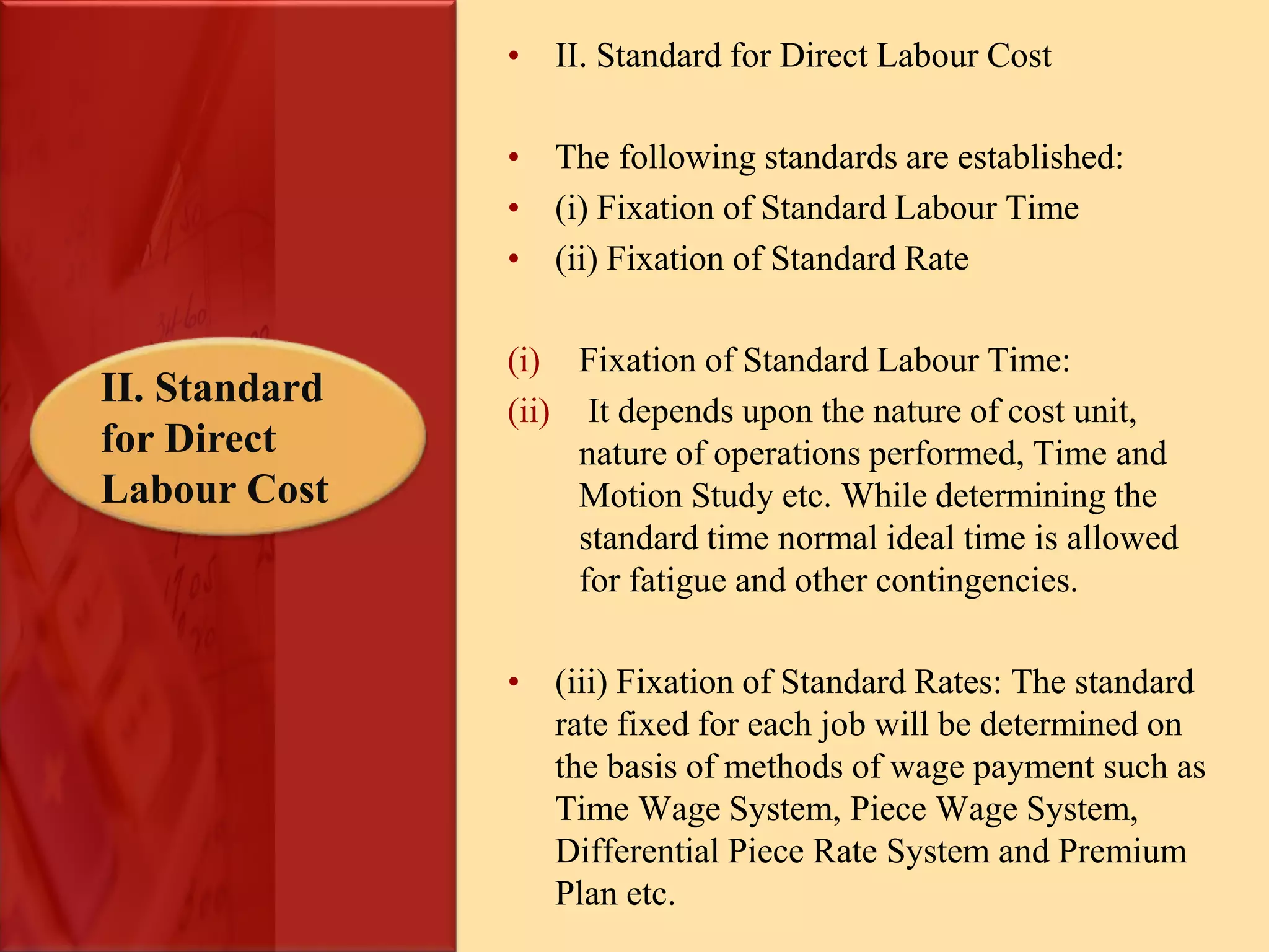 Standard & labour costing | PPTX