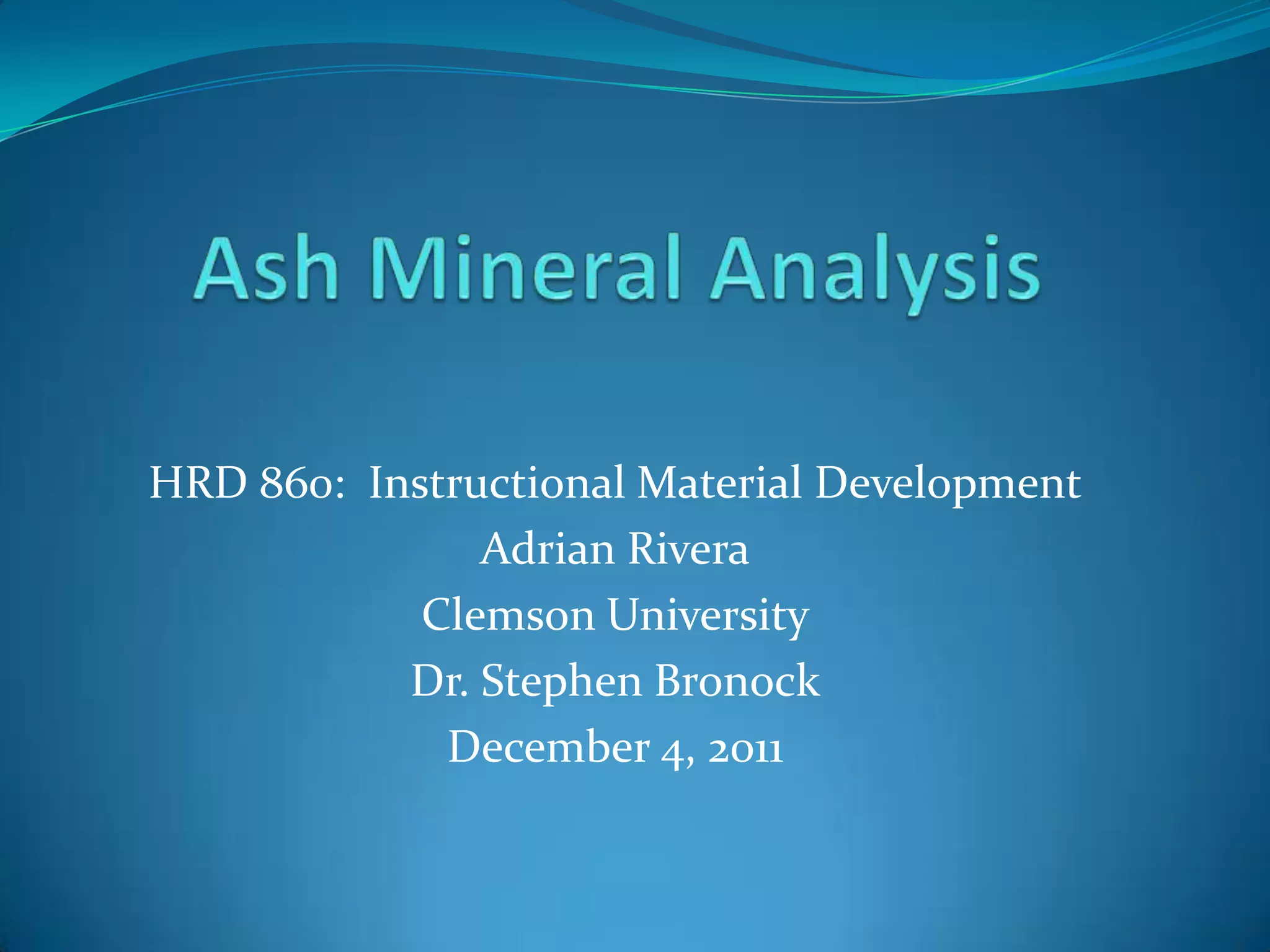 Ash Mineral Analysis | PPTX