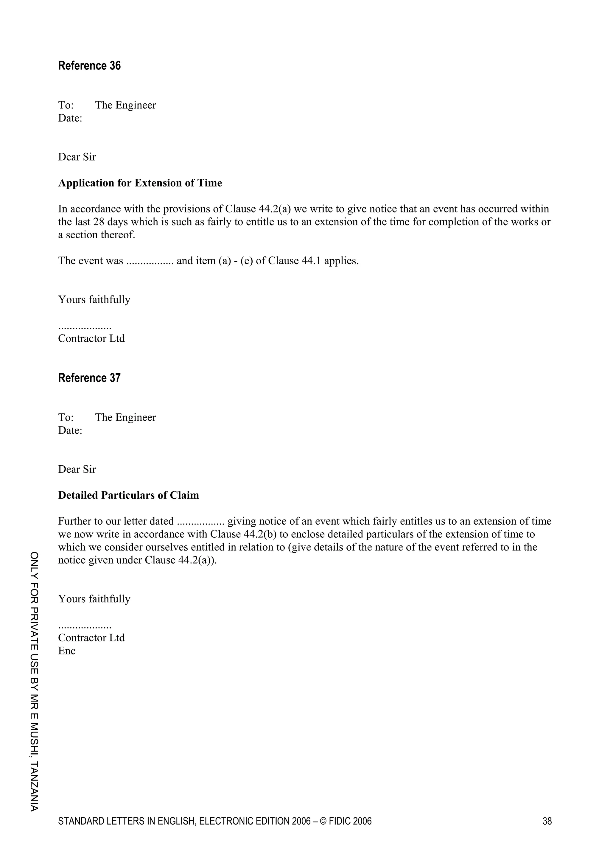 Standard letters by FIDIC Guidelines.pdf