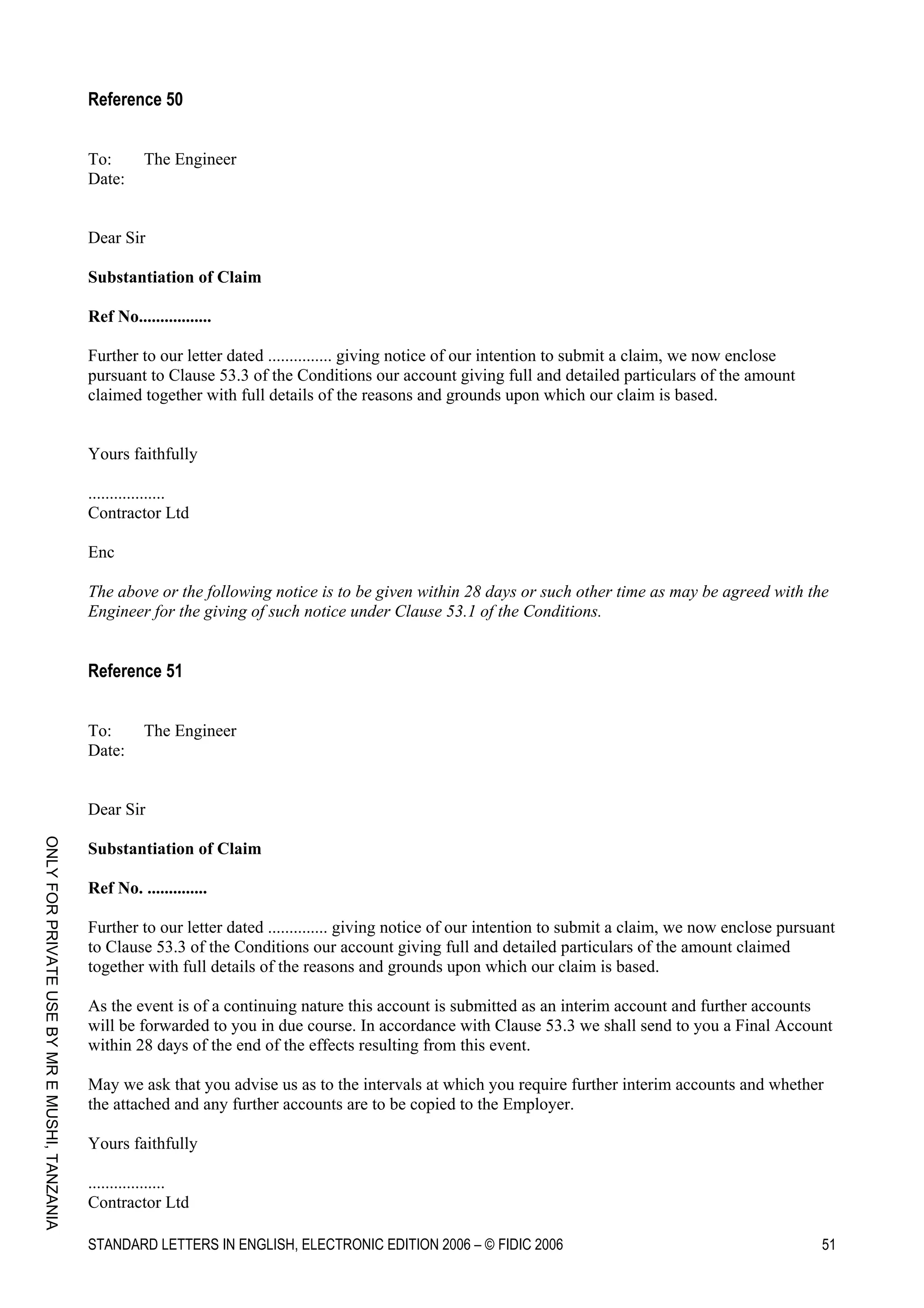 Standard letters by FIDIC Guidelines.pdf