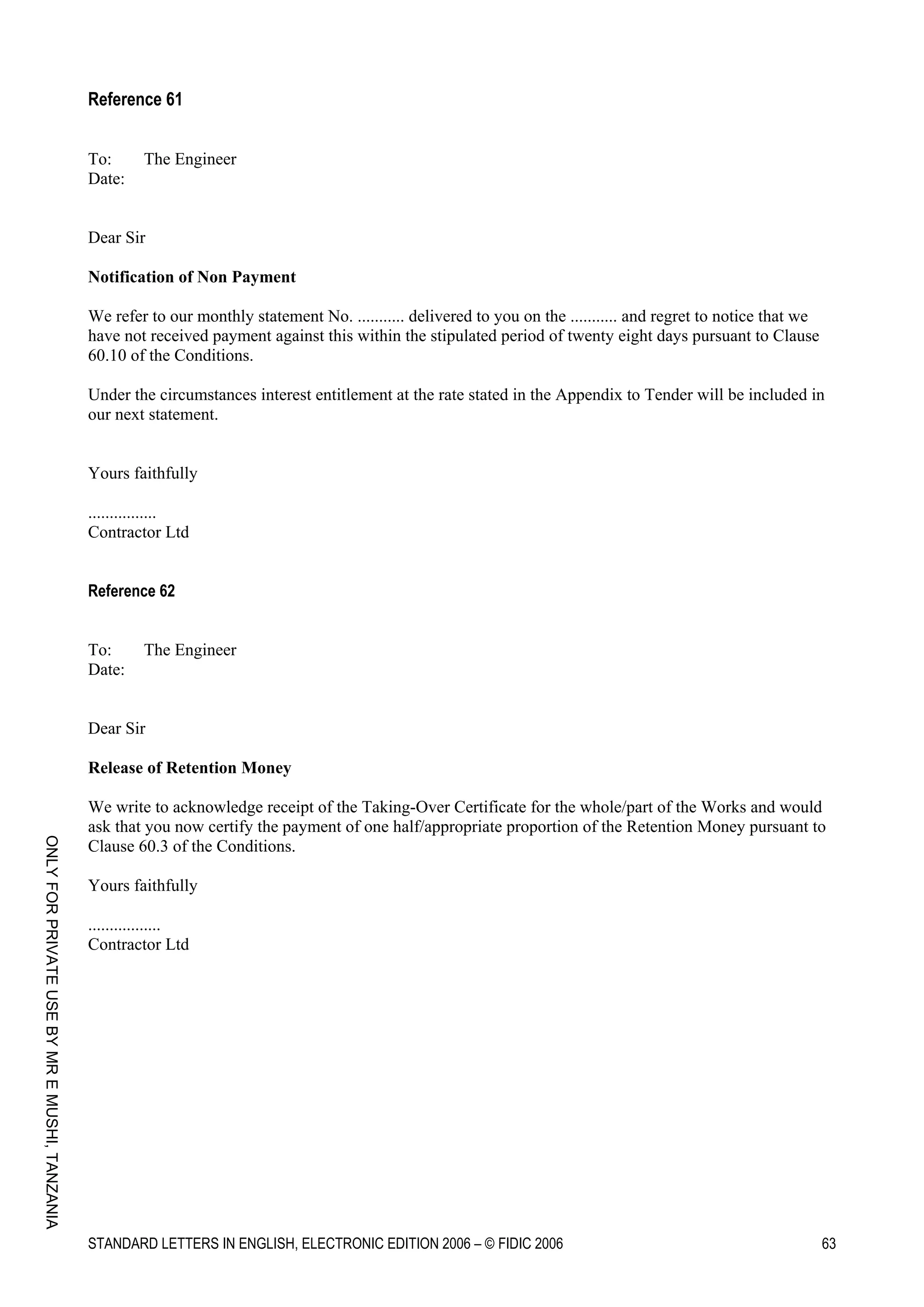 Standard letters by FIDIC Guidelines.pdf