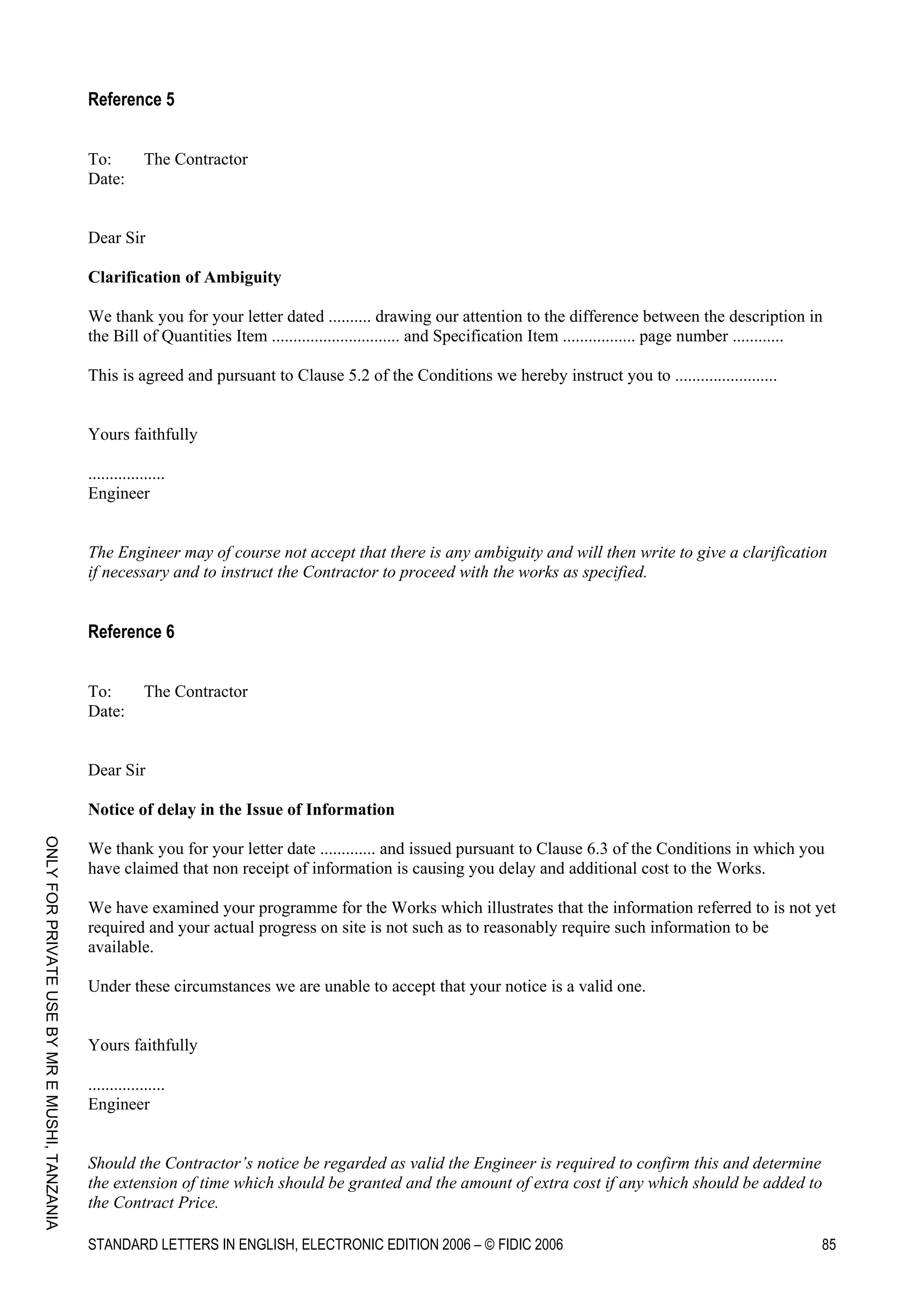 Standard letters by FIDIC Guidelines.pdf