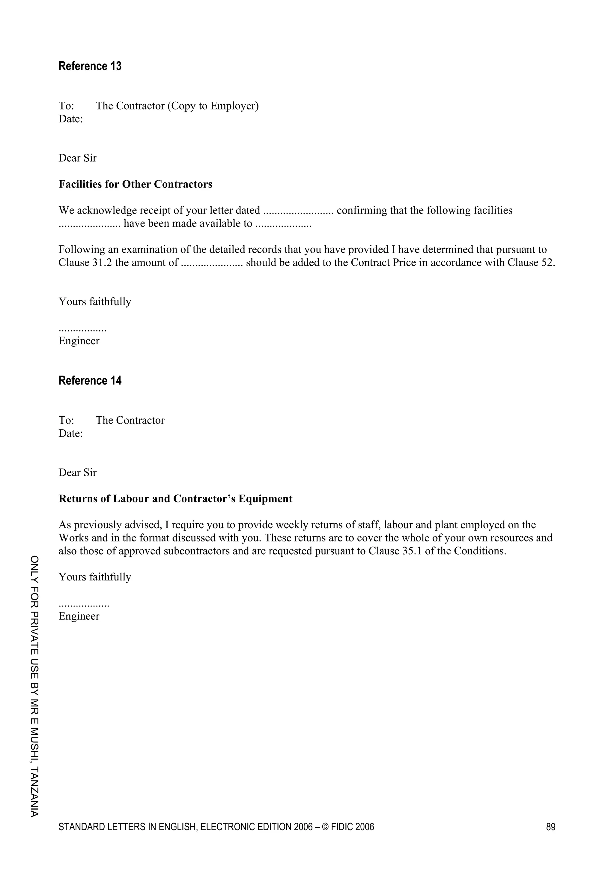 Standard letters by FIDIC Guidelines.pdf