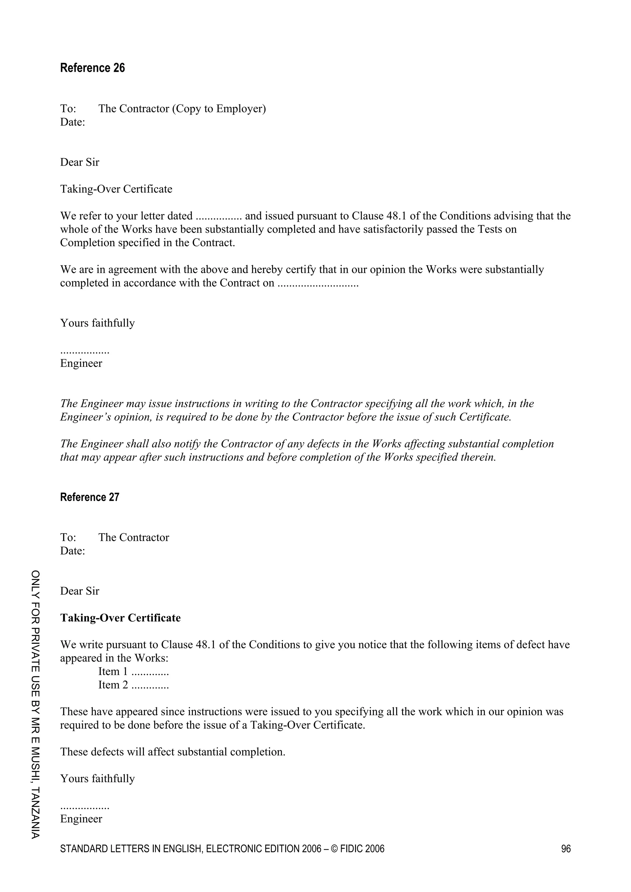 Standard letters by FIDIC Guidelines.pdf