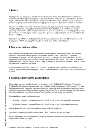 Standard letters by FIDIC Guidelines GTS | PDF