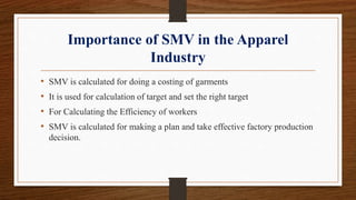 Standard minute value( SMV) in garments, calculation and importance | PPTX