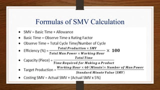 Standard minute value( SMV) in garments, calculation and importance | PPTX