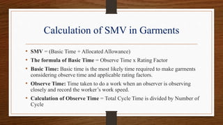 Standard minute value( SMV) in garments, calculation and importance | PPTX